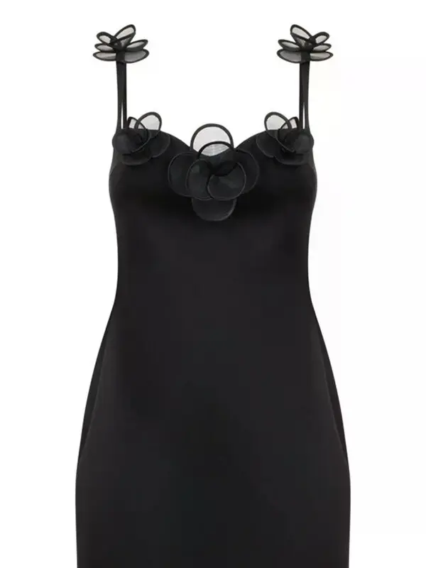 David Koma Flower-embellishment Midi Dress - Black