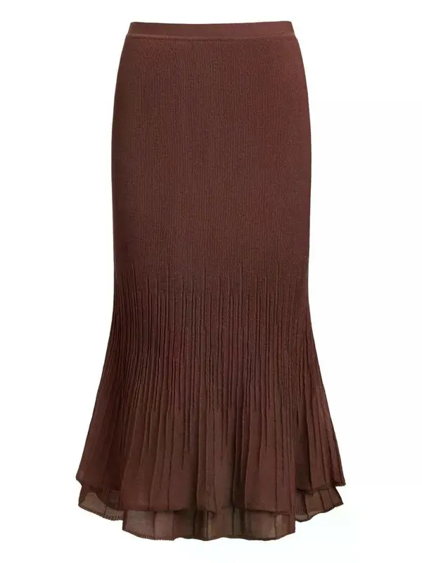 12 STOREEZ Pleated Midi Skirt - Brown