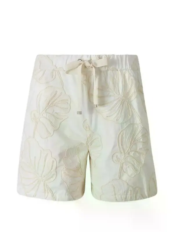 Moncler Leaf-embroidered Drawstring Shorts - White