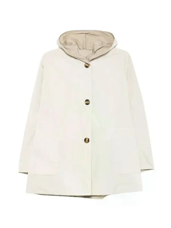 OOF WEAR Hooded Button Coat - Neutrals