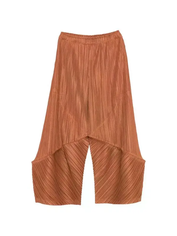 Issey Miyake Pleated Asymmetric Trousers - Brown