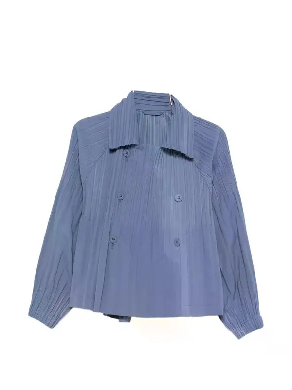 Issey Miyake Pleated Button Jacket - Blue