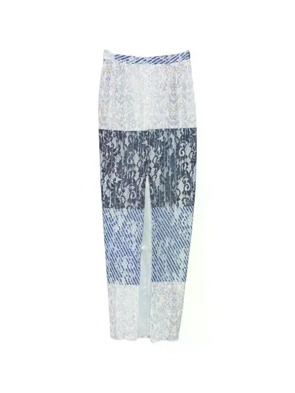 BARBARA BOLOGNA Lace-panelled Midi Skirt - Blue