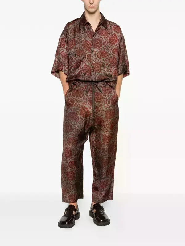 UMA WANG Perch Floral-print Trousers - Neutrals