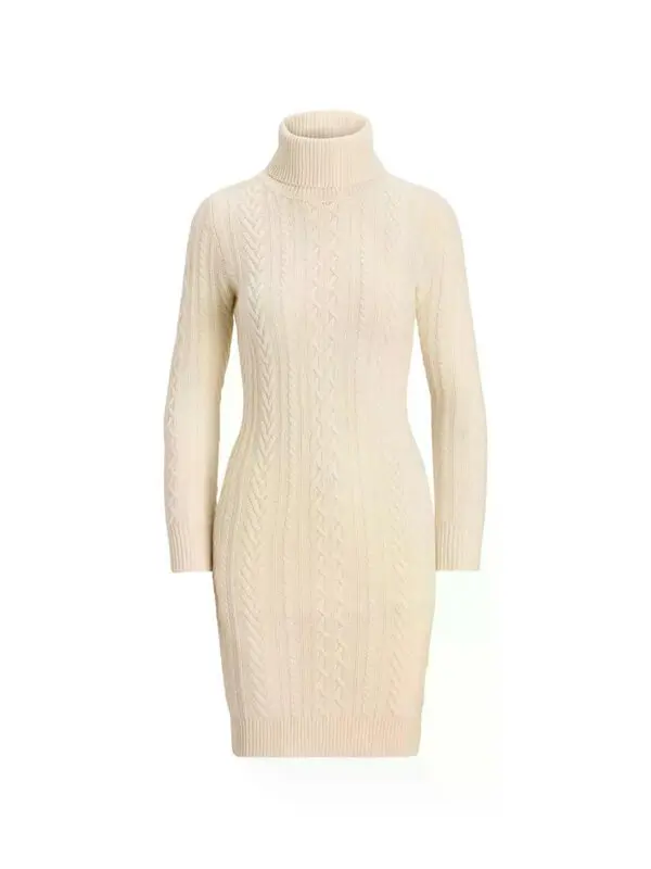 Ralph Lauren Cable-knit Roll-neck Mini Dress - Neutrals