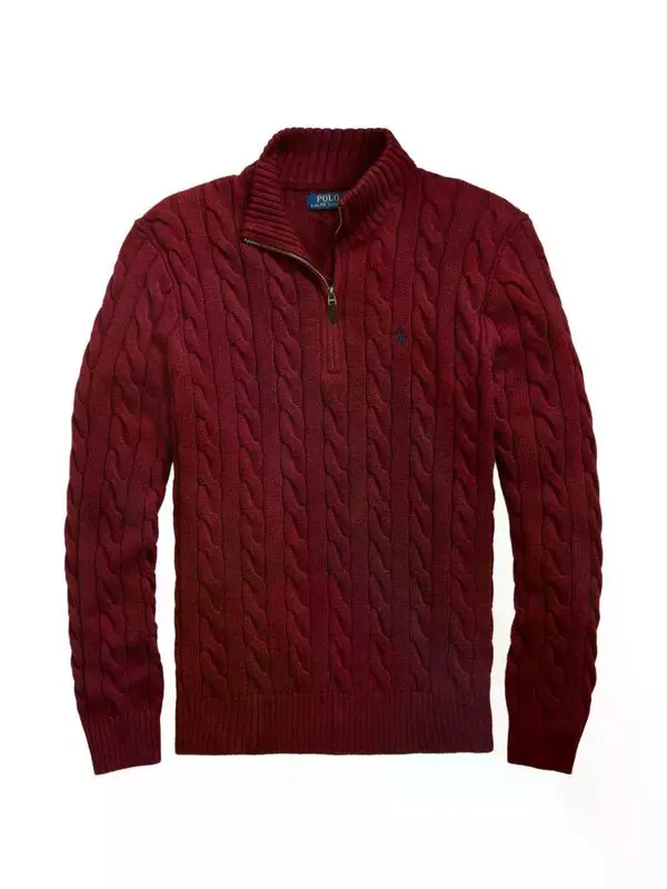 Polo Ralph Lauren Cable Knit Zip Sweater - Red