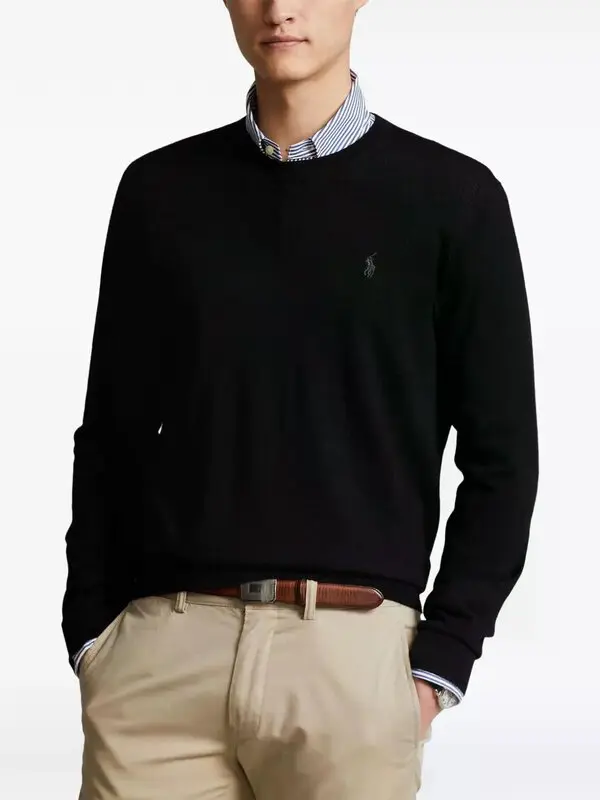 Polo Ralph Lauren Embroidered Crew-neck Sweater - Black