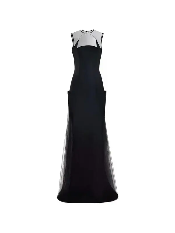 GEMY MAALOUF Open-back Structured Maxi Dress - Black