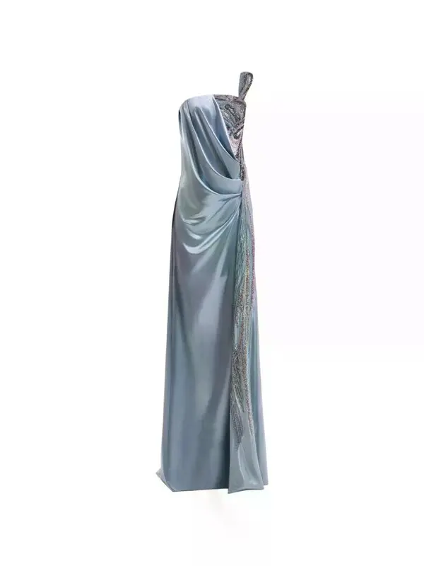GEMY MAALOUF Draped One-shoulder Maxi Dress - Blue