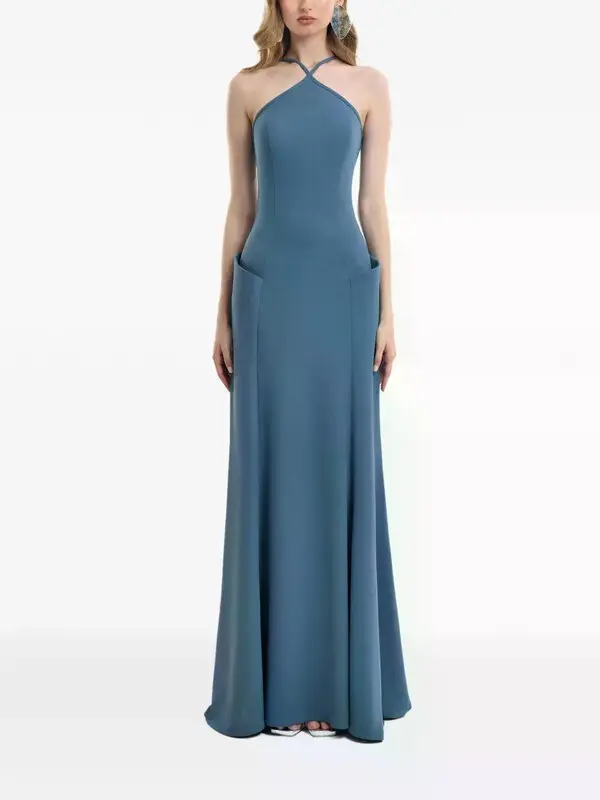 GEMY MAALOUF Halter-neck Maxi Dress - Blue
