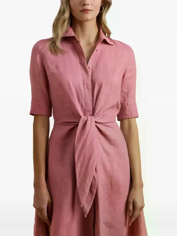 Ralph Lauren Linen Midi Shirt Dress - Pink