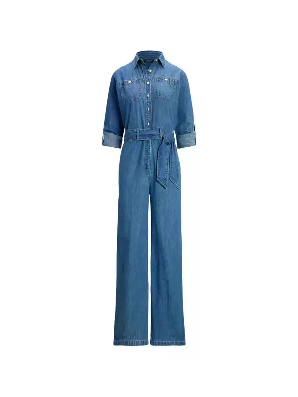 Ralph Lauren Belted Denim Jumpsuit - Blue