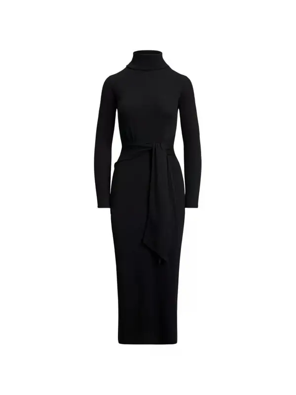 Ralph Lauren Tie-waist Midi Dress - Black