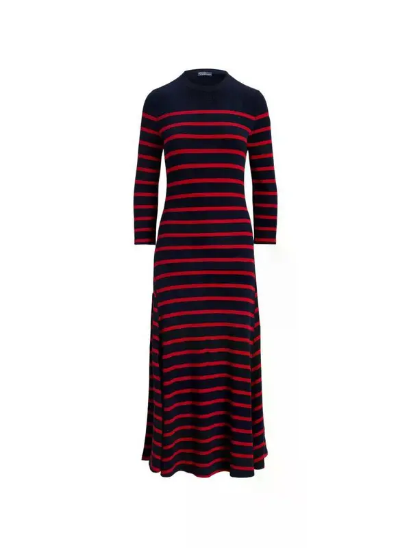 Polo Ralph Lauren Striped Long-sleeve A-line Dress - Blue