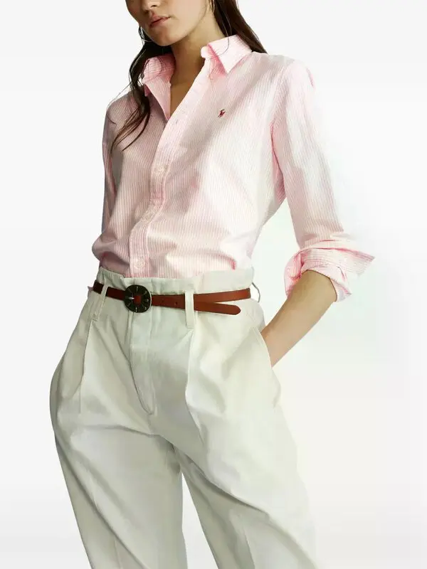 Polo Ralph Lauren Striped Logo-embroidered Shirt - Pink