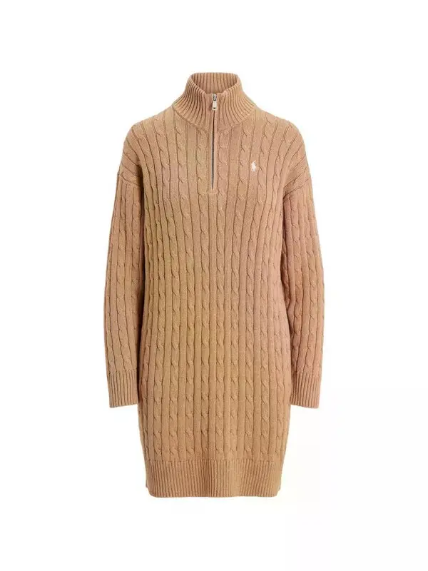 Polo Ralph Lauren Cable-knit Zipped Mini Dress - Neutrals