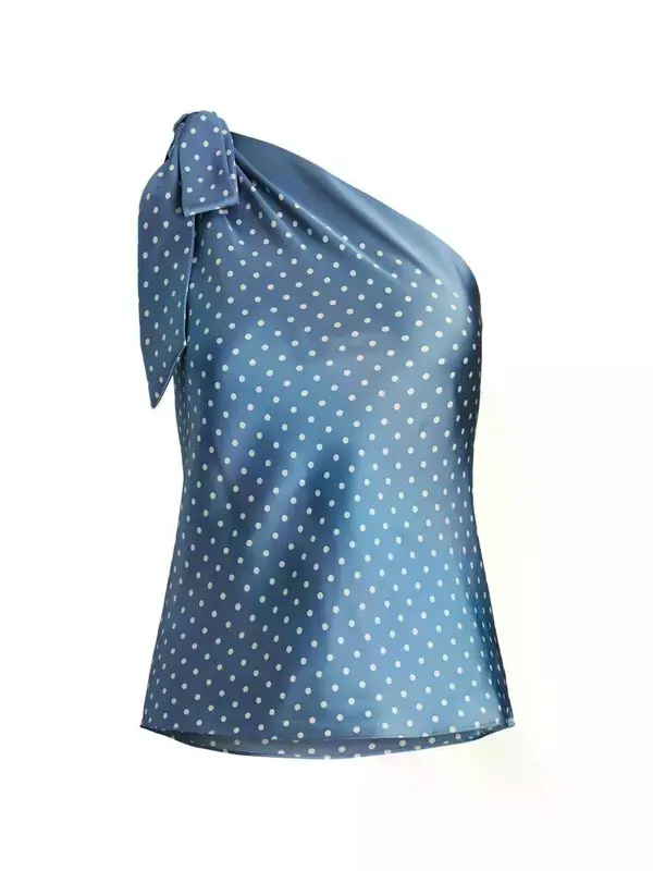Polo Ralph Lauren Polka-dot One-shoulder Blouse - Blue