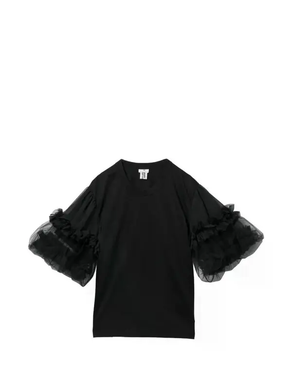 Noir Kei Ninomiya Tulle-sleeves Top - Black