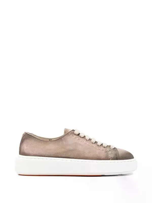 Santoni Leather Sneakers - Neutrals