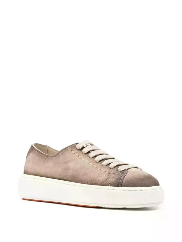 Santoni Leather Sneakers - Neutrals