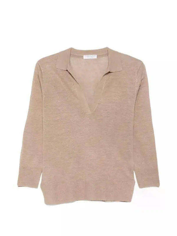Majestic Filatures V-neck Long Sleeve T-shirt - Neutrals