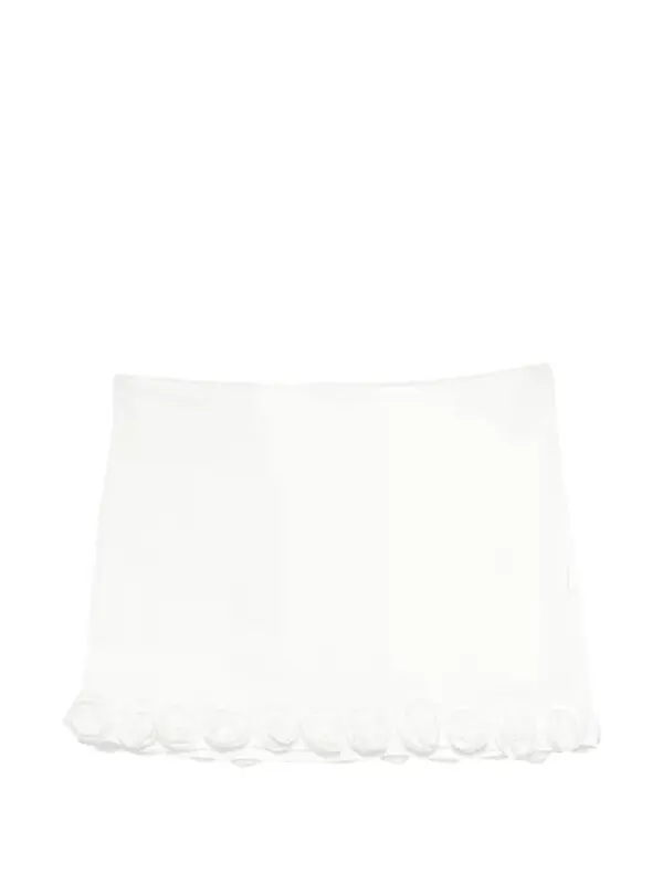 Oseree Rose-appliqué Mini Skirt - White