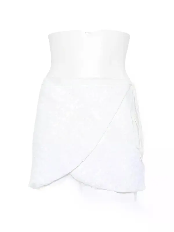 Oseree Sequin-embellished Wrap Mini Skirt - White