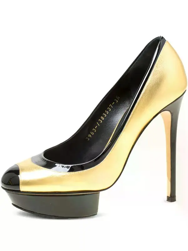 GINA 125mm Leather Heeled Pumps - Gold