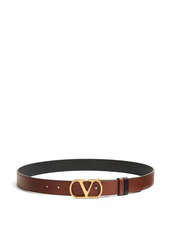 Valentino Garavani Vlogo Signature Reversible Shiny Calfskin Belt 30mm / 1.2 - Brown