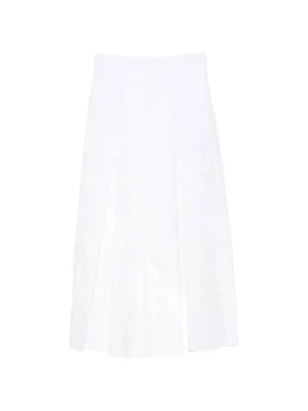Eleventy Floral-embroidered Pleated Midi Skirt - White