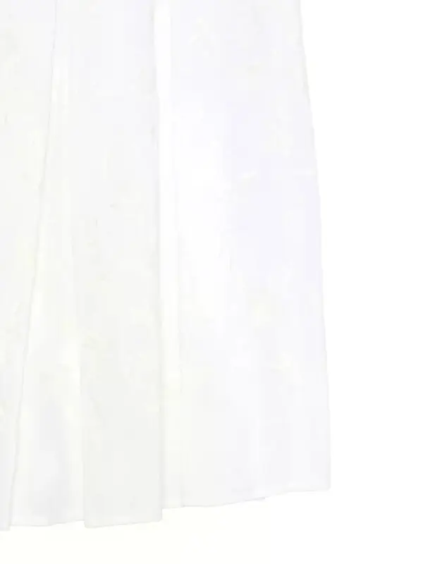 Eleventy Floral-embroidered Pleated Midi Skirt