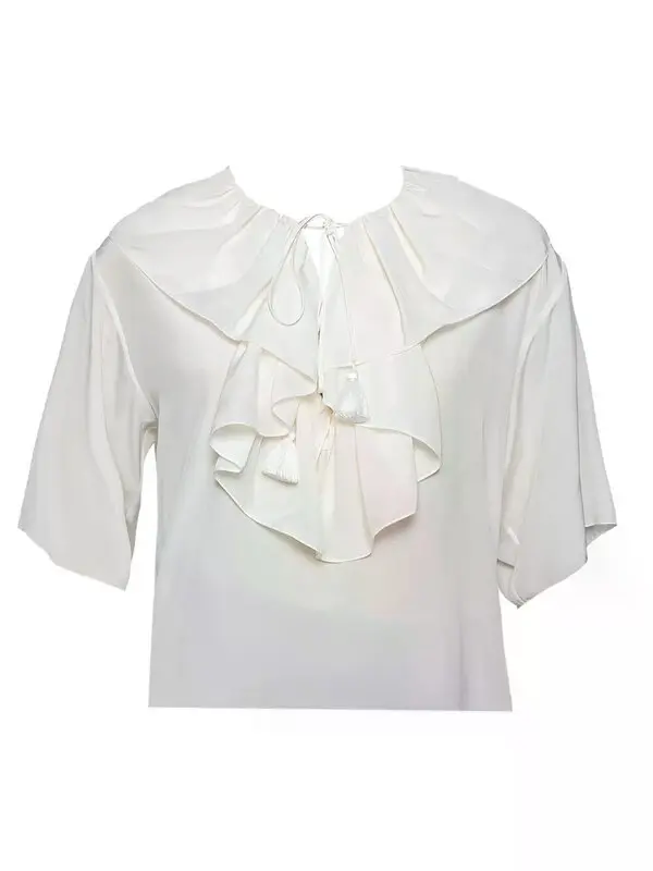 Chloé Ruffled Silk Blouse - White