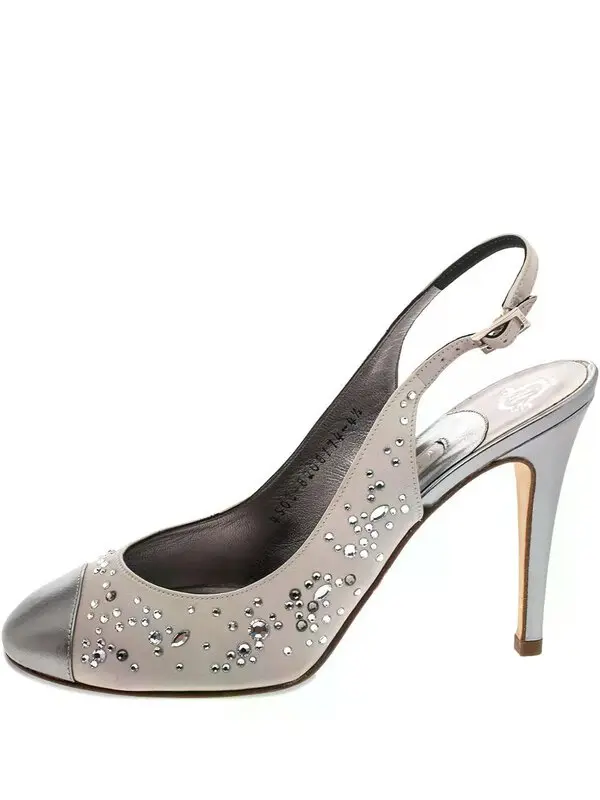 GINA 2024 Pre Owned 105mm Slingback Sandals - Grey