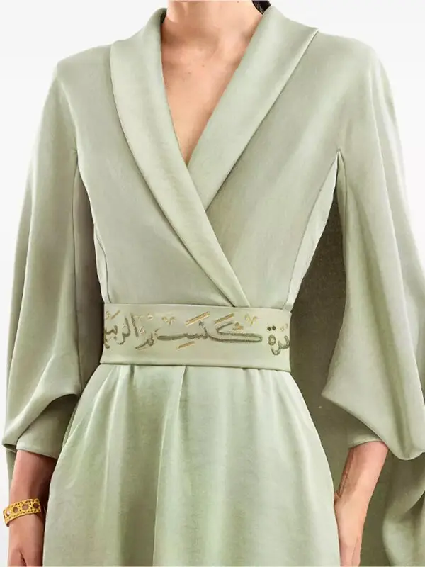 GEMY MAALOUF Calligraphy V-neck Maxi Dress
