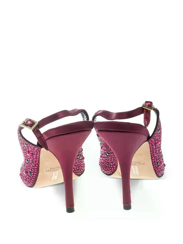 GINA 110mm Crystal-embellished Satin Slingback Sandals