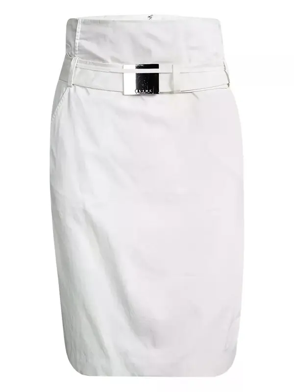 Celine Belted Cotton Skirt - White