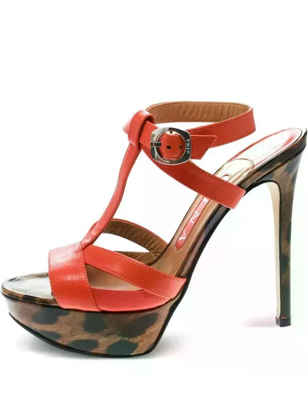 GINA Leopard Platform Leather Sandals - Orange