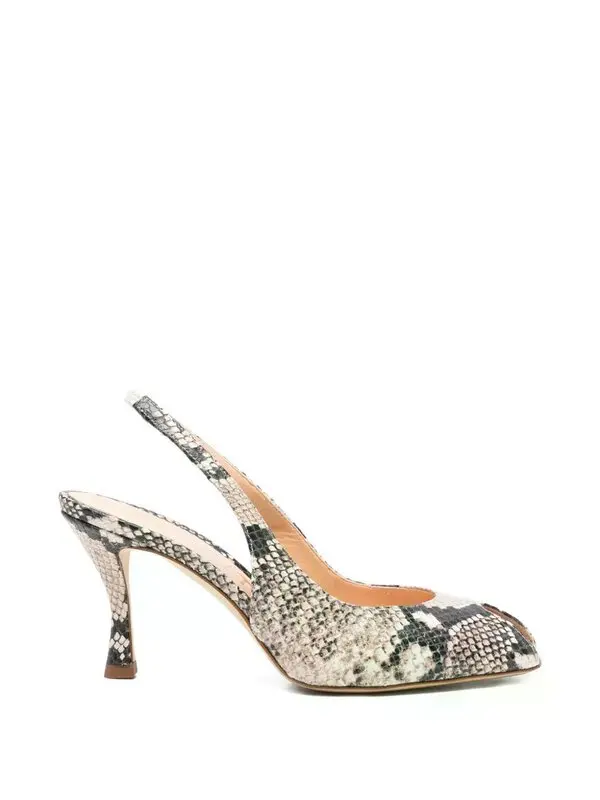 CHANTAL Snakeskin-effect Peep-toe Sandals - Neutrals