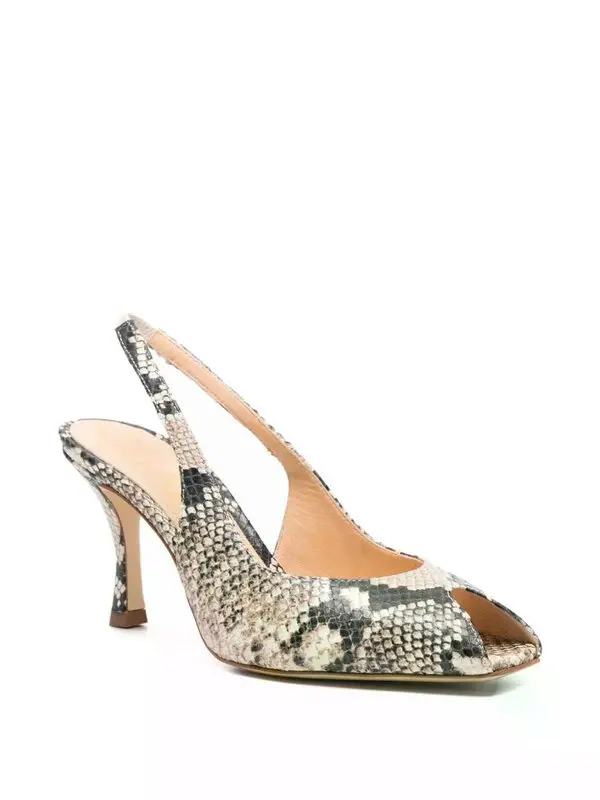 CHANTAL Snakeskin-effect Peep-toe Slingback Sandals - Neutrals