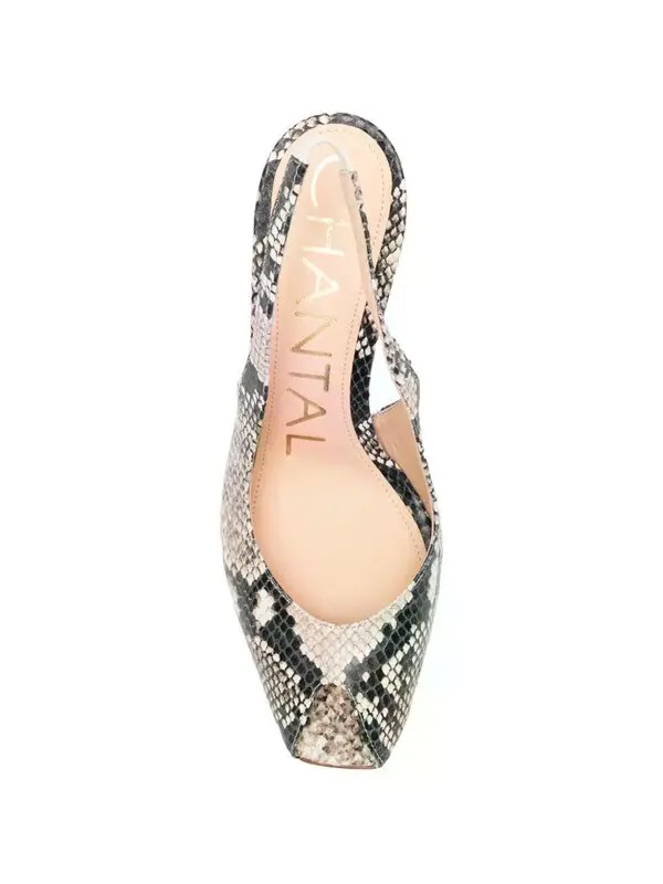 CHANTAL Snakeskin-effect Peep-toe Slingback Sandals - Neutrals