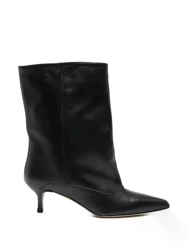 GISEL MOIRE Dana Pointed-toe Kitten-heel Boots - Black