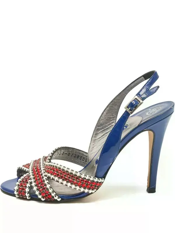GINA 100mm Crystal-embellished Heeled Sandals - Blue