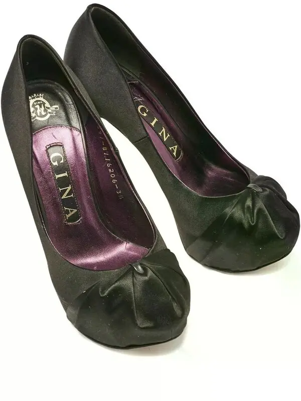 GINA 125mm Satin Platform Pumps - Black