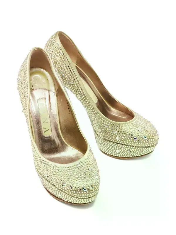 GINA Crystal-embellished Pumps - Gold