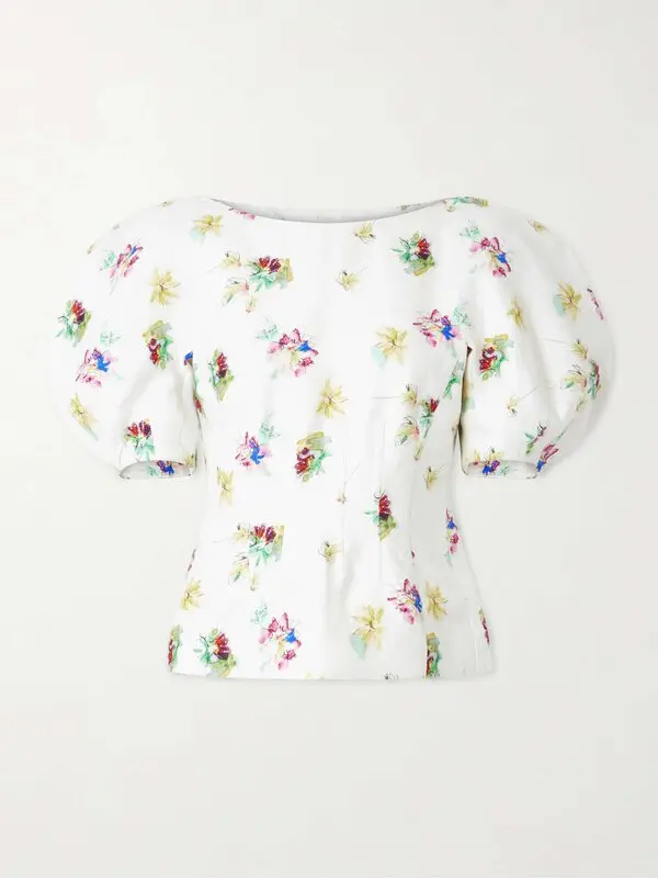 Gabriela Hearst Ayelet Floral-print Linen-twill Blouse - Ivory