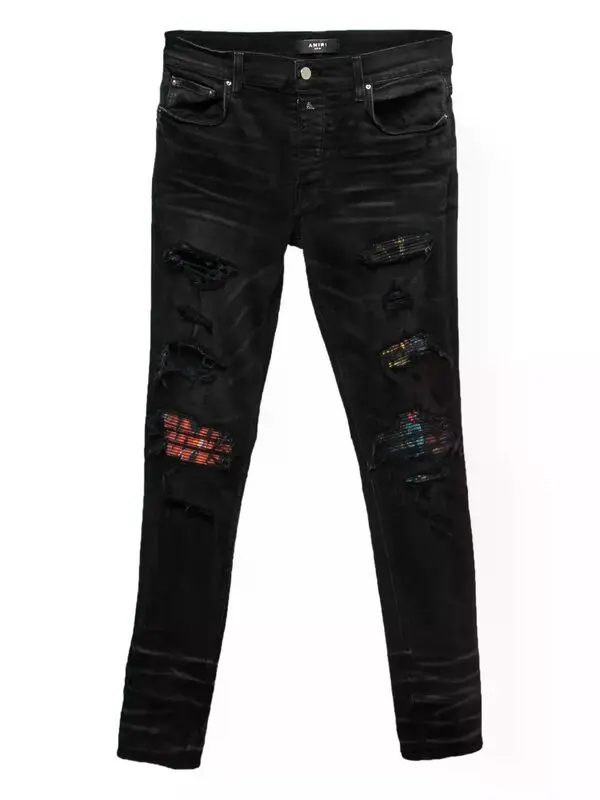 Amiri Distressed-effect Patchwork Jeans - Black