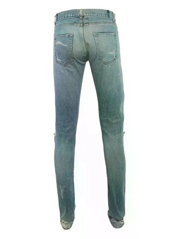 Saint Laurent 2024 Ripped Leather Patch Jeans
