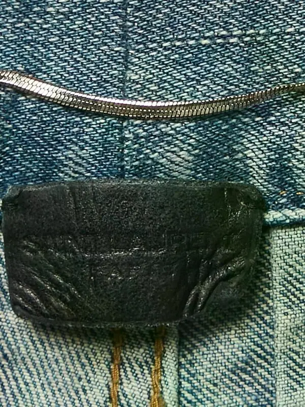 Saint Laurent 2024 Ripped Leather Patch Jeans