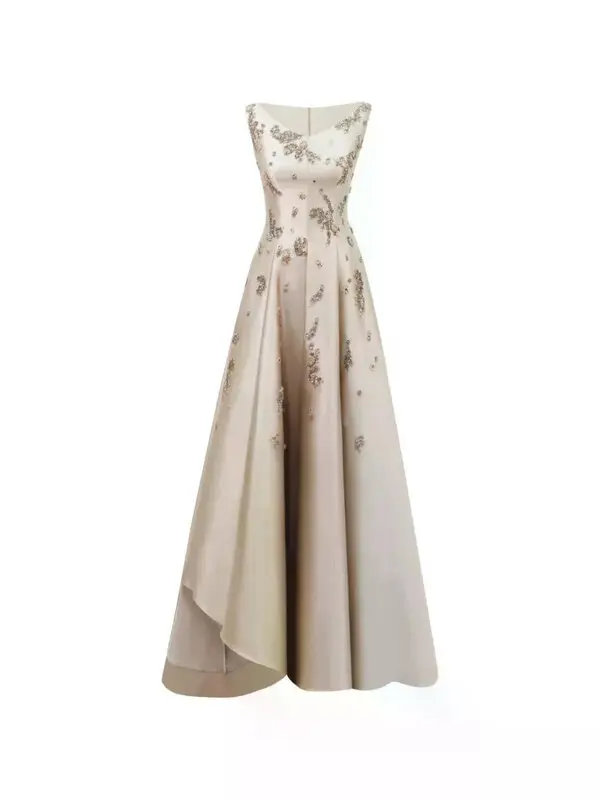 GEMY MAALOUF Beaded Asymmetrical Dress - Neutrals