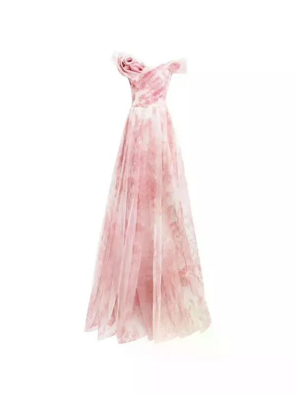 GEMY MAALOUF Off-the-shoulders Floral Maxi Dress - Pink
